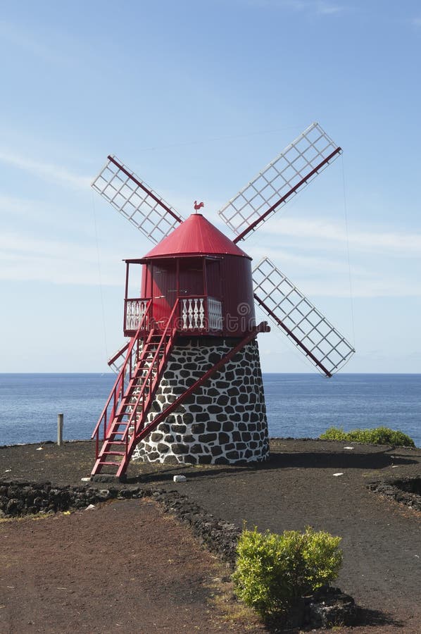 Red windmill stock photo. Image of colorful, ocean, coastline - 18930910