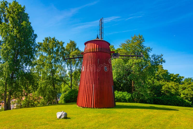 Red Windmill in Finnish Town Ekenas Stock Image - Image of cityscape ...