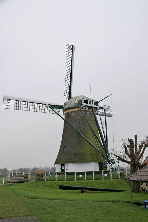 Red Windmill in Nieuwerbrug Stock Image - Image of windmill, reclained ...