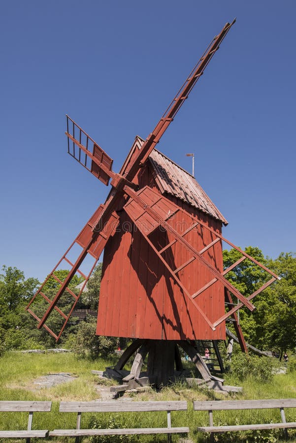 Red Windmill stock image. Image of historic, bulding - 73326317