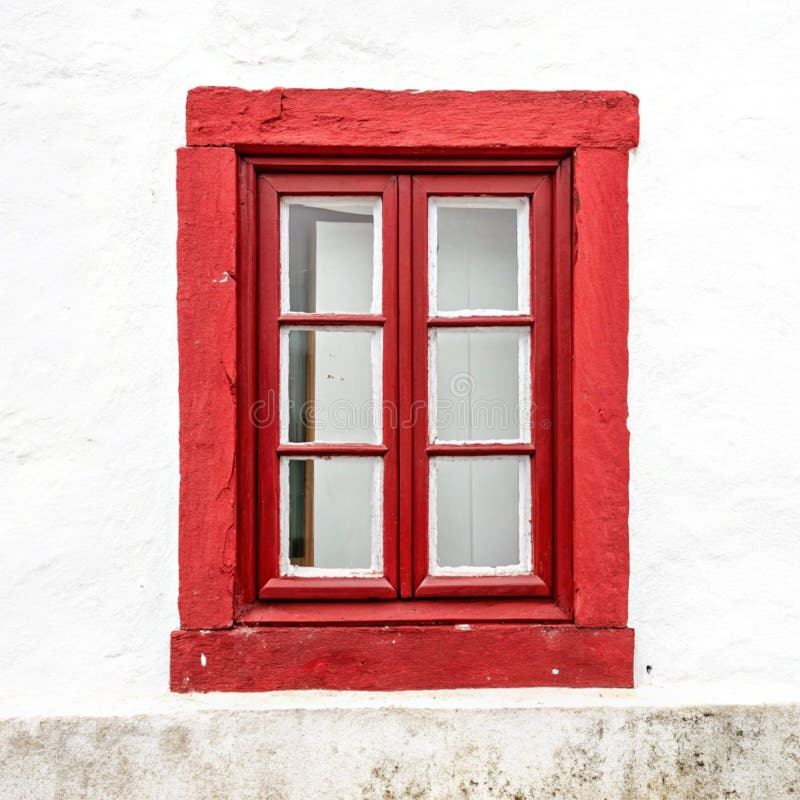 Red Window Frame Isolated on Transparent Background Stock Illustration ...