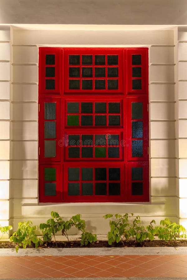 Window with red frame. stock photo. Image of harbor, simple - 91806956