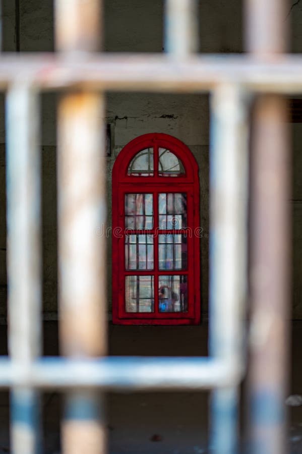 Red Window in the Middle of a White Window Stock Image - Image of ...