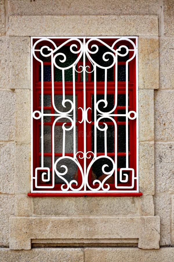 Window with Styled Iron Grid Stock Photo - Image of pattern, decorative ...