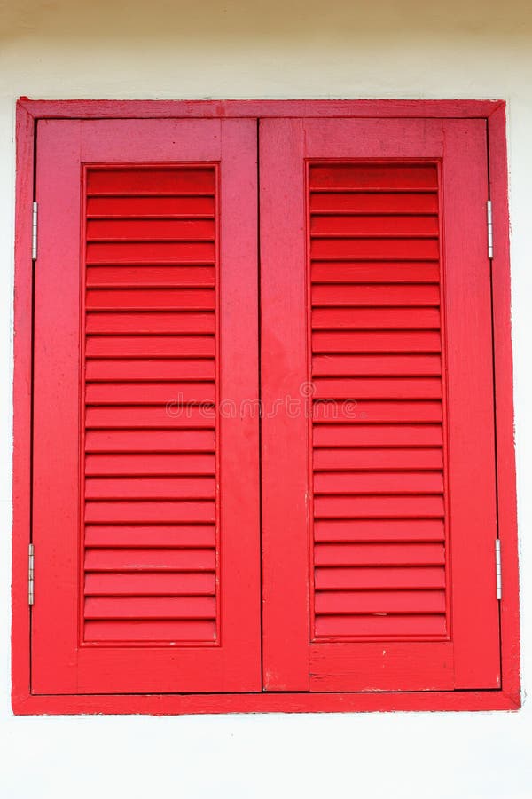 Red window. stock image. Image of room, white, shutters - 32030185