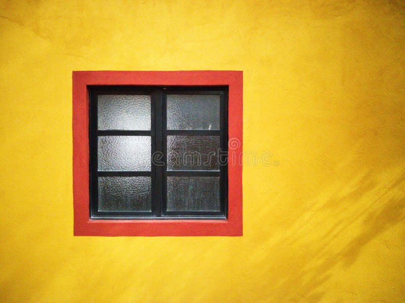 Red Window with Yellow Wall Stock Photo - Image of house, architecture ...
