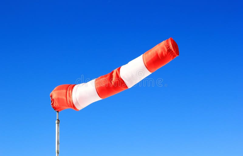 Red Windsock in Front of Deep Blue Sky. Stock Image - Image of peak ...