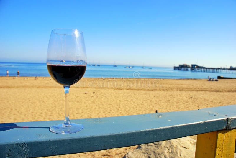 Red Wine at the Beach stock photo. Image of deck, pacific - 6251288