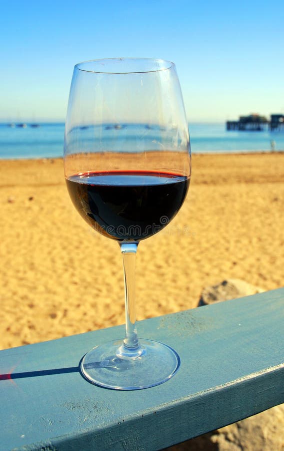 Red Wine at the Beach stock photo. Image of deck, pacific - 6251288