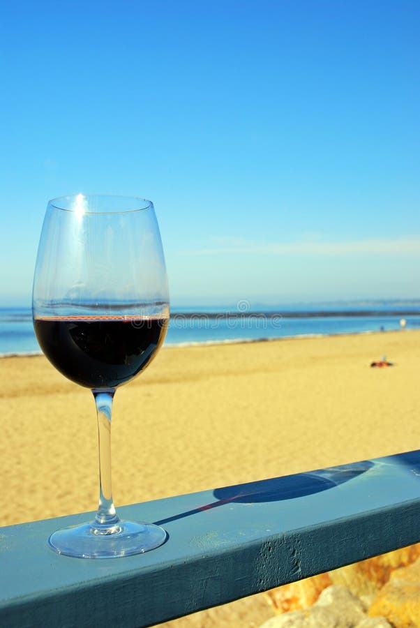 Red Wine at the Beach stock photo. Image of deck, pacific - 6251288