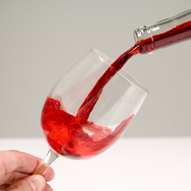 Red Wine Being Poured into Glass Stock Image - Image of drink, white ...