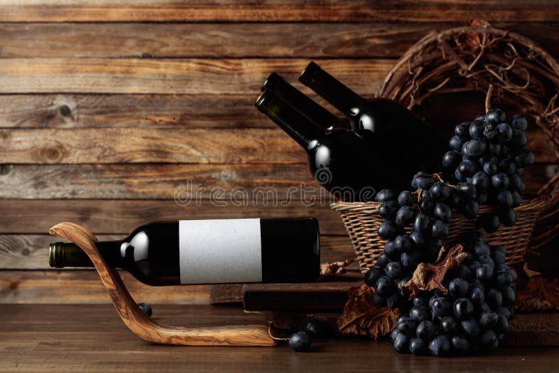 Bottle of Red Wine with Empty Label Stock Photo - Image of ripe ...