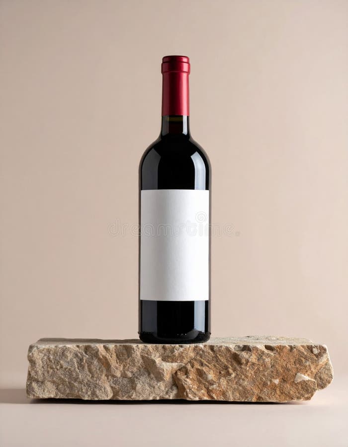 Red Wine Bottle on Beige Stone Stock Illustration - Illustration of ...