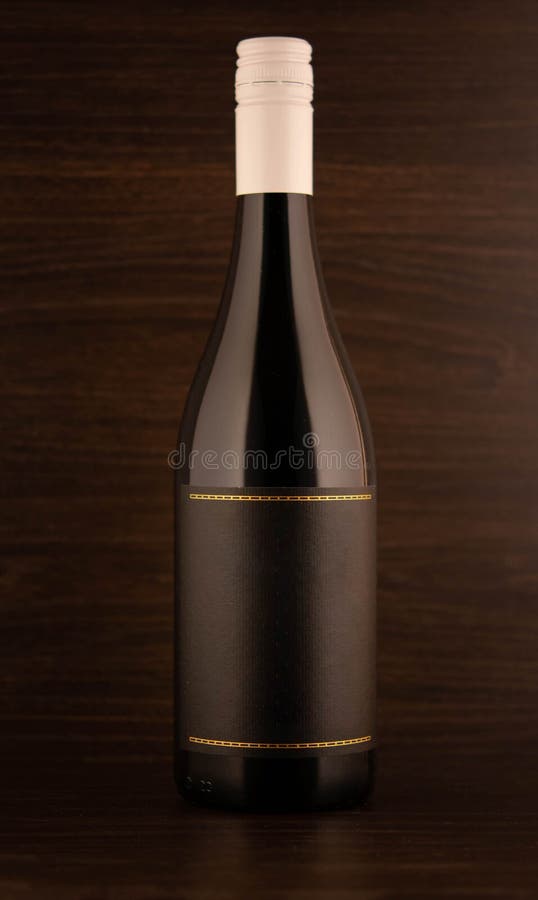 Red Wine Bottle Black Label Sticker Version Two Stock Image - Image of ...