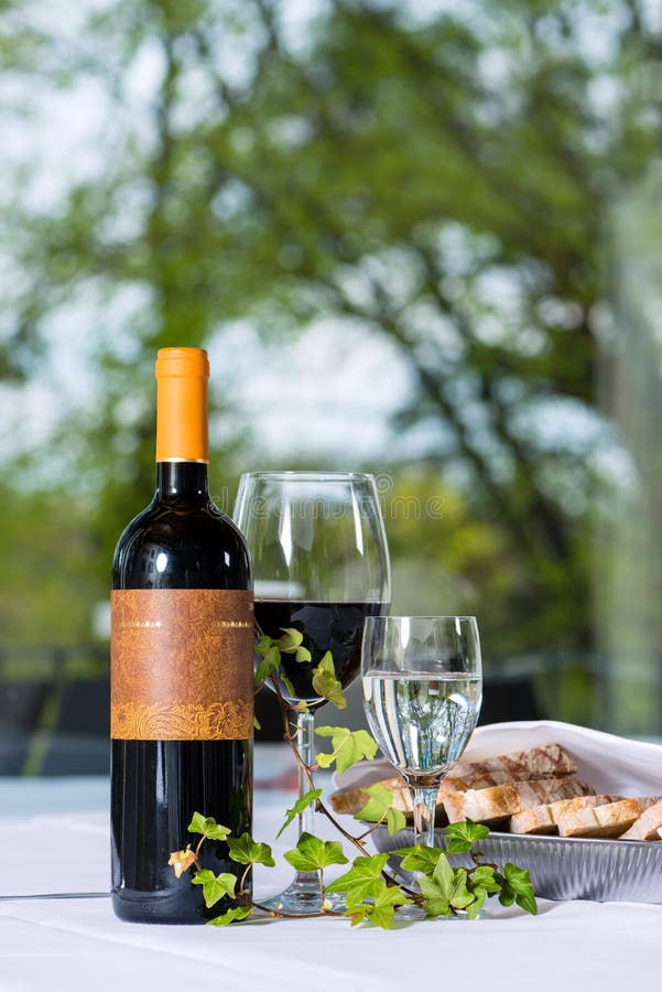 Red Wine with Bottle and Glass on a Table Stock Image - Image of wine ...
