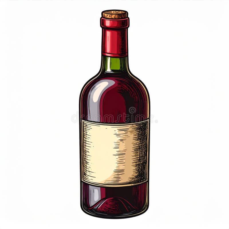 Red Wine Bottle Illustration with Blank Label Stock Illustration ...