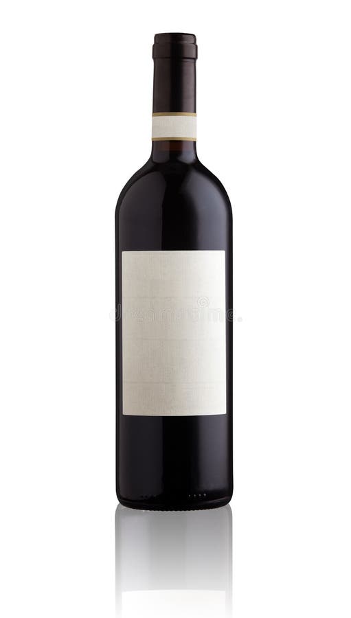 Red Wine Bottle Isolated with Blank Label. Stock Image - Image of ...