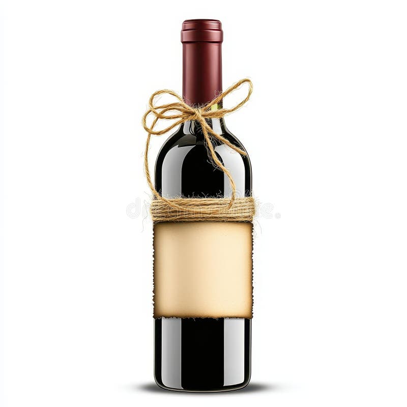 Red Wine Bottle with Rustic Twine and Blank Label. Stock Illustration ...