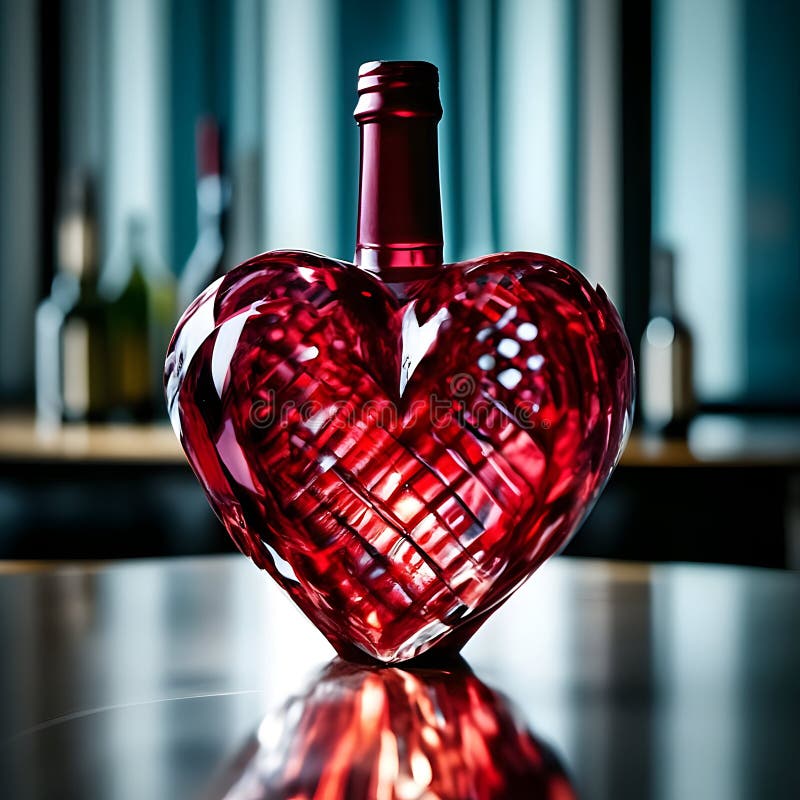 Red Wine Bottle in the Shape of a Heart Stock Image - Image of bokehart ...