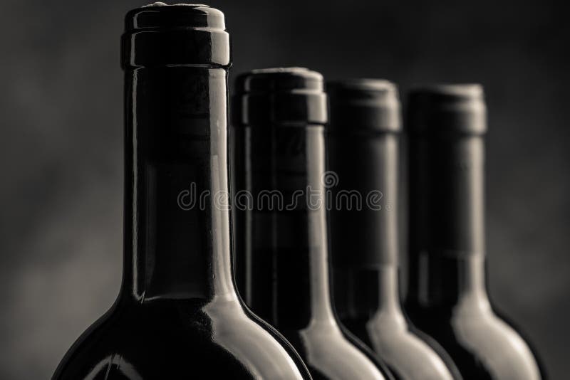 Red Wine Bottles Black and White Photo Stock Image - Image of style ...