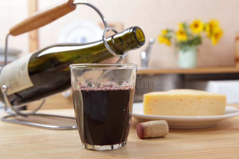 Red wine and cheese stock image. Image of plate, interior - 16996921
