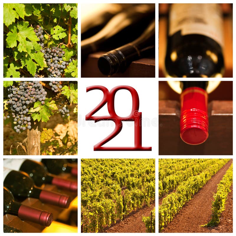 2021 Red Wine Collage Greeting Card Stock Photo - Image of estate ...