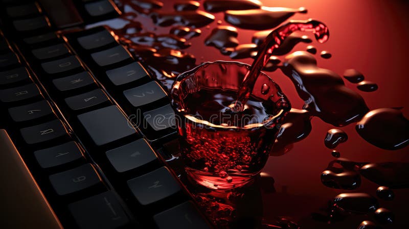 Red wine and computer stock illustration. Illustration of danger ...