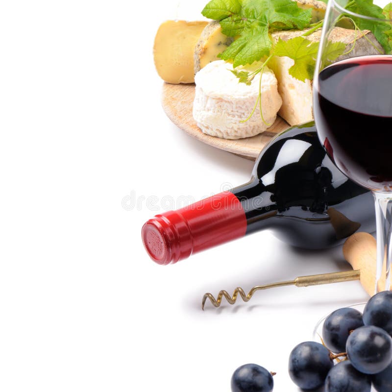 Red Wine with French Cheese Selection Stock Image - Image of fruit ...