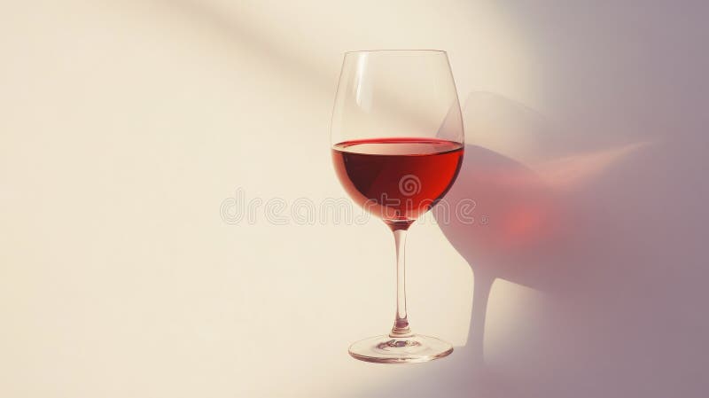 Glass White Wine Casting Shadow Minimalist Background Sunlight Stock ...