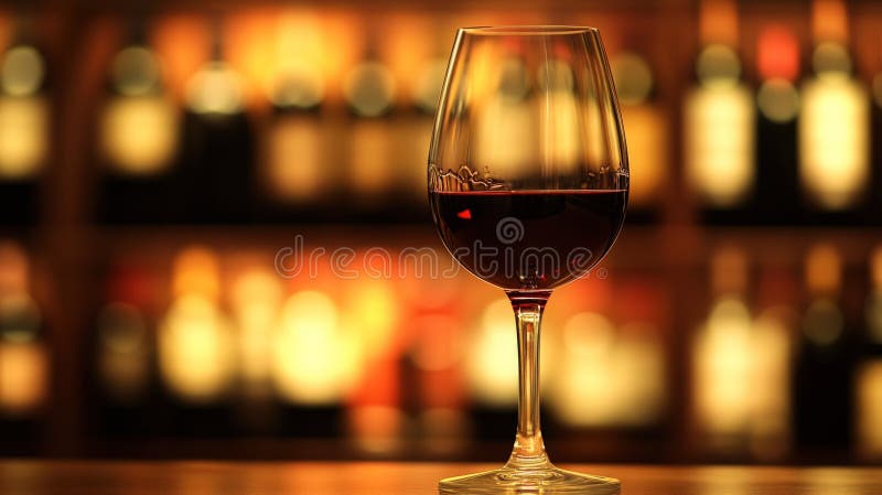 Red Wine Glass in a Dimly Lit Wine Bar Stock Illustration ...