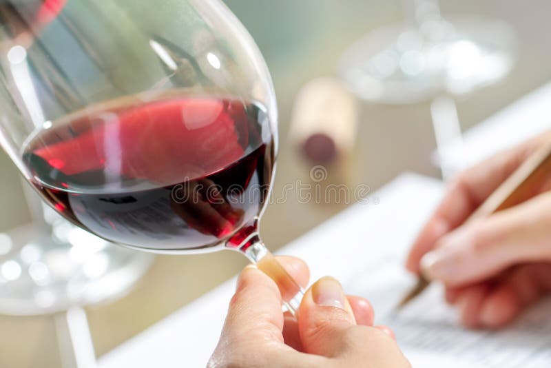 Red Wine Glass with Hand Taking Notes. Stock Photo - Image of cultural ...