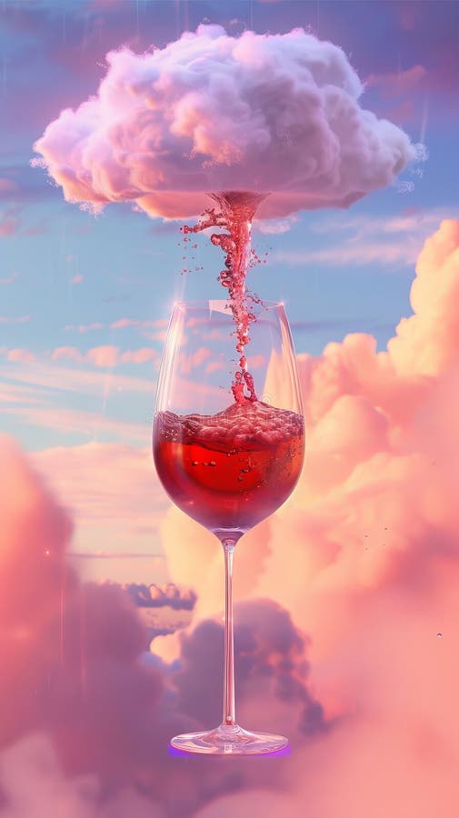 Red Wine Glass with Pink Cloud, Surreal Concept Stock Photo - Image of ...