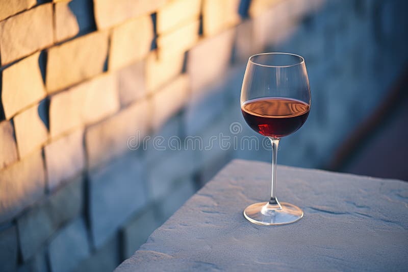Red Wine Glass Shadow on a Stone Surface, Sunset Light Stock Image ...