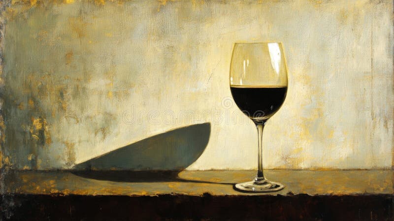 Red Wine Glass Still Life Painting with Shadows Stock Illustration ...