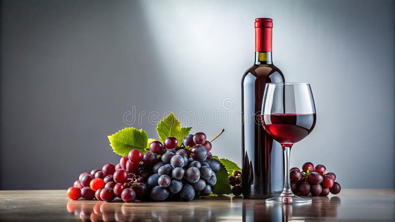 Red Wine, Grapes, and Glass: a Classic Pairing Stock Illustration ...