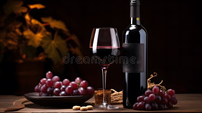 Red Wine and Grapes. Neural Network AI Generated Stock Photo - Image of ...