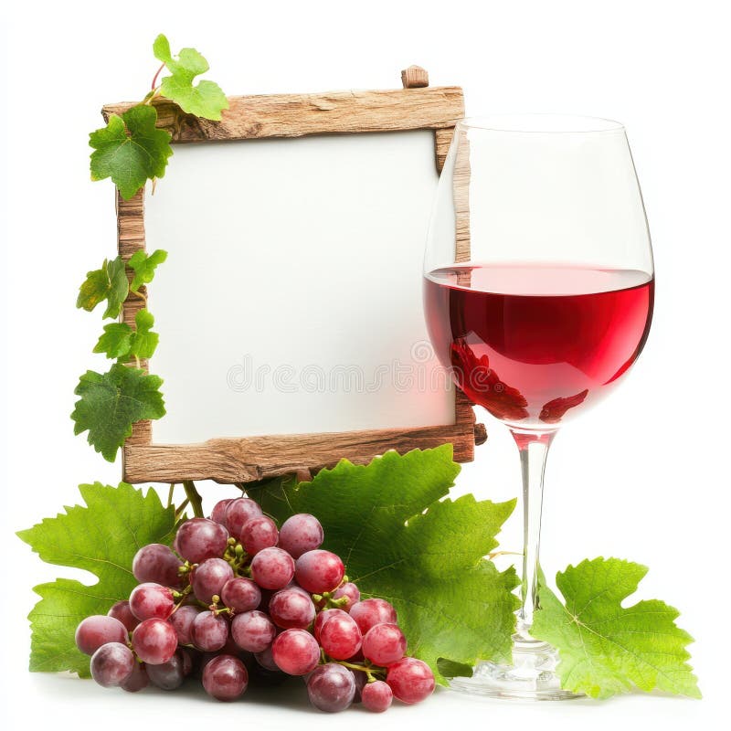 Red Wine, Grapes, and a Wooden Frame. Stock Illustration - Illustration ...