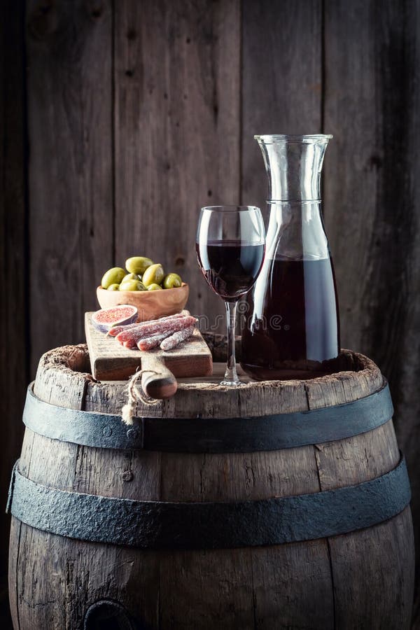 Red Wine with Olives and Cold Meats Stock Photo - Image of fruit ...