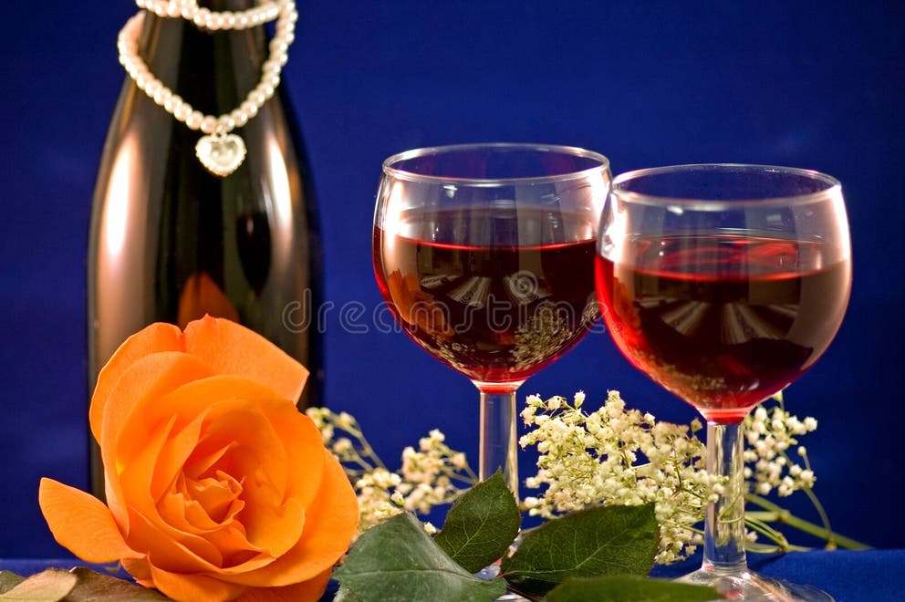 Red wine and rose stock image. Image of aesthetic, couple - 4024391
