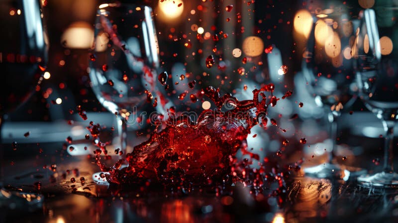 Red Wine Spilling from Glass on Table Stock Photo - Image of party ...
