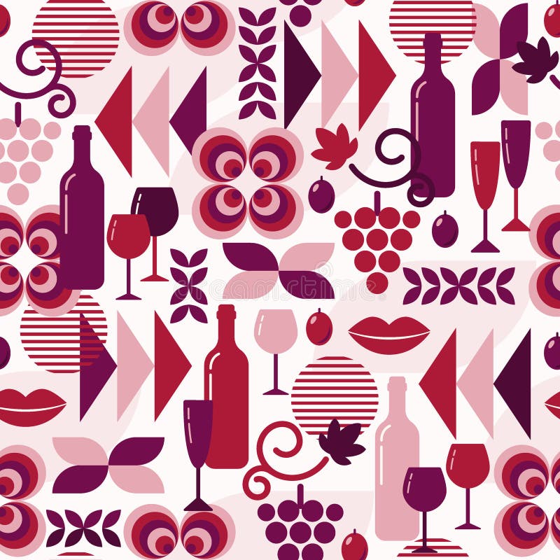 Red Wine Theme Pattern with Geometric Elements Stock Photo - Image of ...