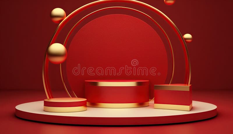 Red Winner Podium Pedestal Background. Stock Illustration ...