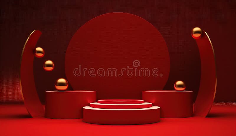 Red Winner Podium Pedestal Background. Stock Illustration ...