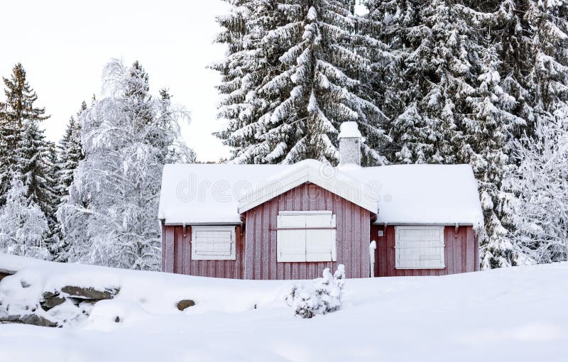 Winter log cabin stock photo. Image of shack, roof, post - 17998604