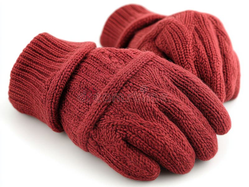 Red Winter Gloves Isolated, Featuring Touchscreen-compatible Wool ...
