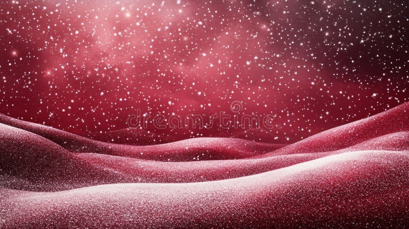 Red Winter Nightscape: Sparkling Snow and Stars Stock Illustration ...