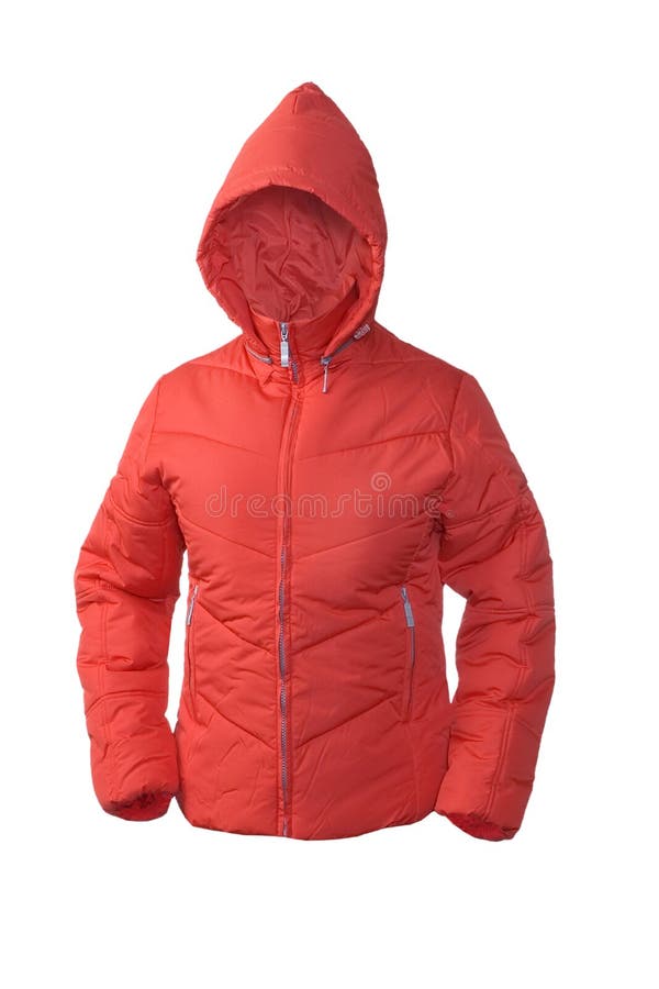 Red winter padded jacket stock image. Image of textile - 46428793