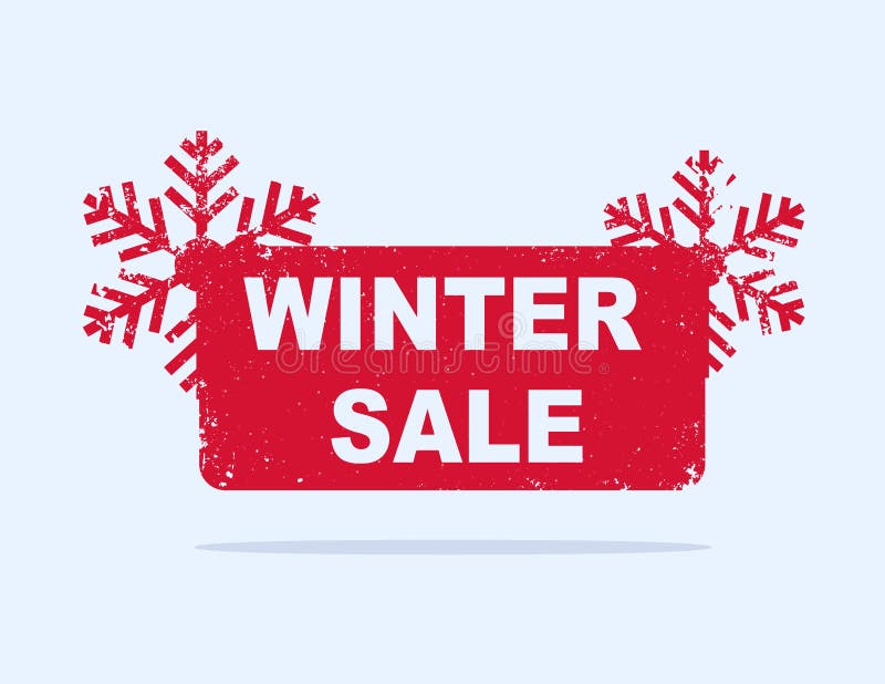 Red Winter Sale Sticker with Snowflakes. Stock Vector - Illustration of ...