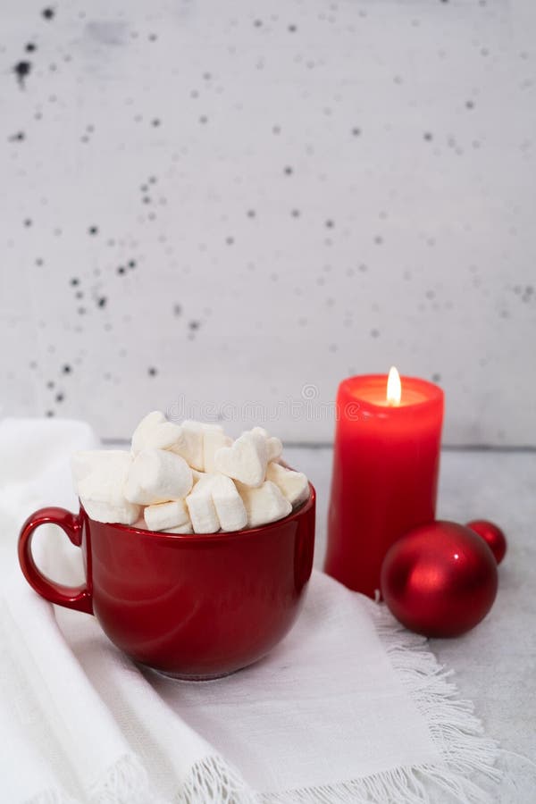 Red Winter Tea Cup on White Dusty Background Stock Photo - Image of ...