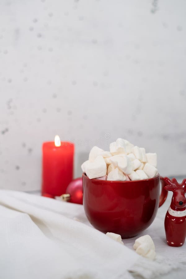 Red Winter Tea Cup on White Dusty Background Stock Photo - Image of ...